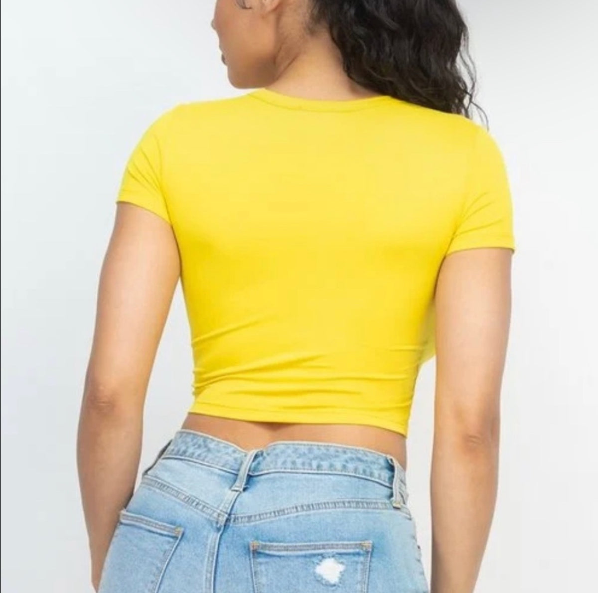 Classic Bright Crop Top Round Neck Short Sleeve Tees – J Elise Boutique